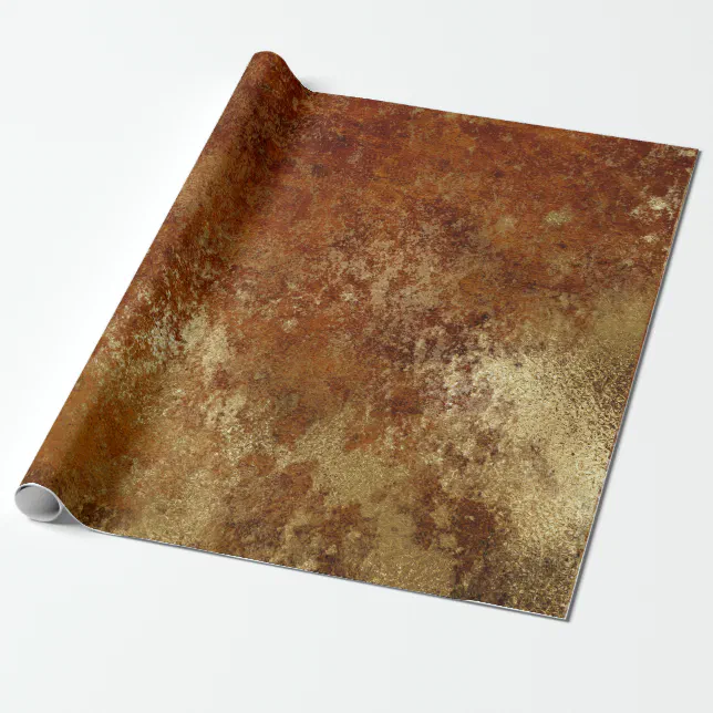Distressed Gold Red Orange Rust Wrap Wrapping Paper | Zazzle