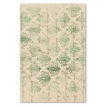 Distressed Green Damask Tissue Paper | Zazzle