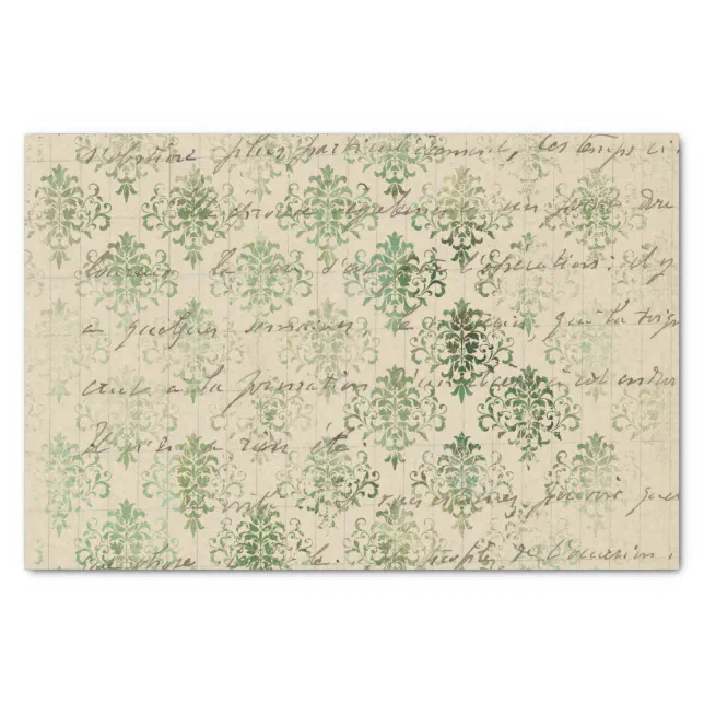 Distressed Green Damask Tissue Paper | Zazzle