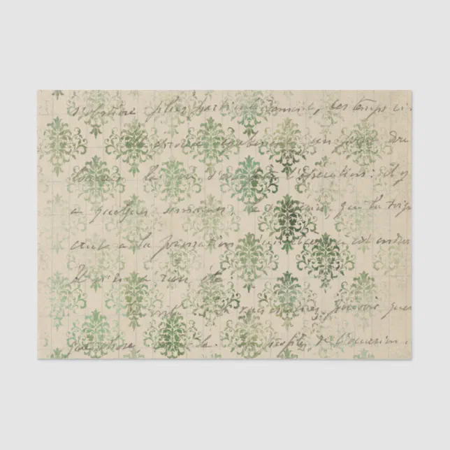 Distressed Green Damask Tissue Paper | Zazzle