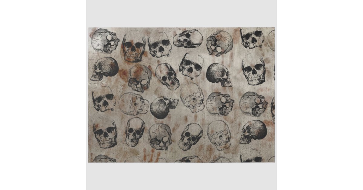 Distressed Halloween Vintage Skulls Tissue Paper | Zazzle
