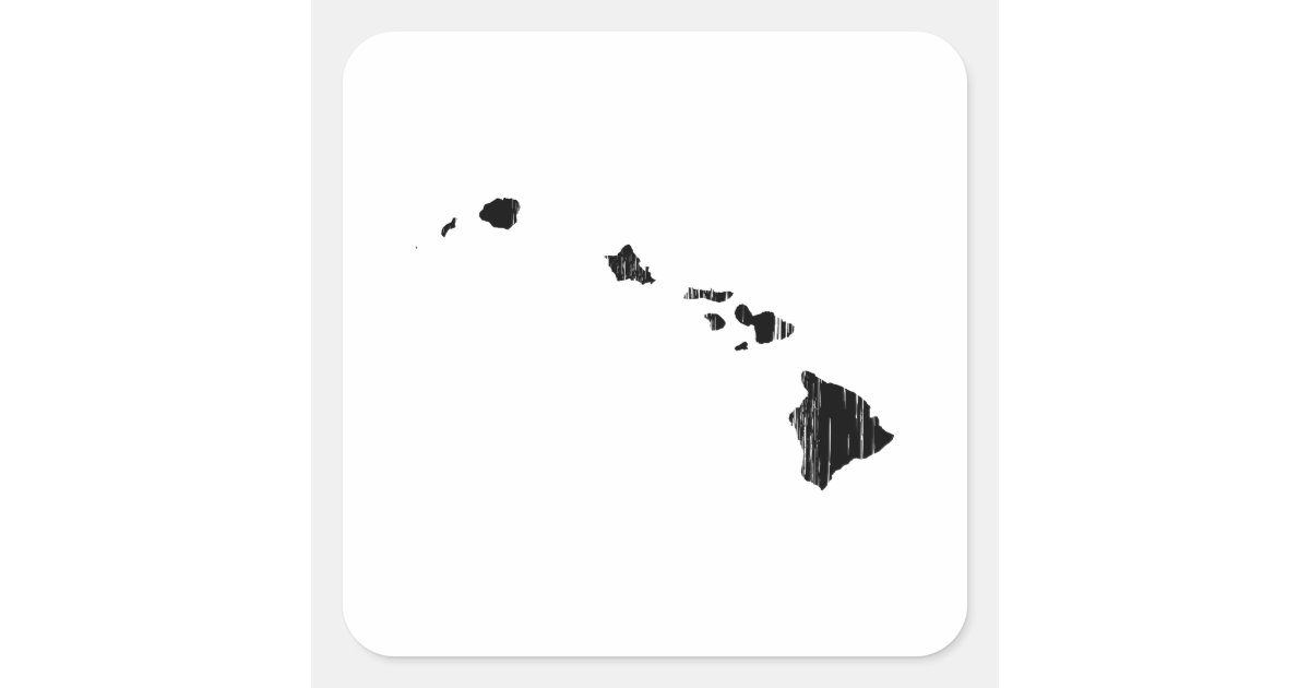 Distressed Hawaii State Outline Square Sticker | Zazzle