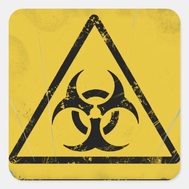 Distressed Hazard Warning Symbol V2 Square Sticker | Zazzle