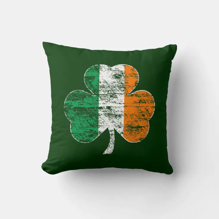 Distressed Irish Flag Shamrock Pillow | Zazzle