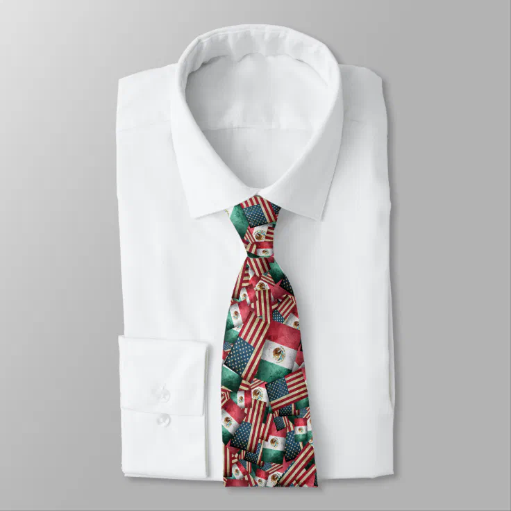 Distressed Mexican/American Flags - US & Mexican Neck Tie | Zazzle