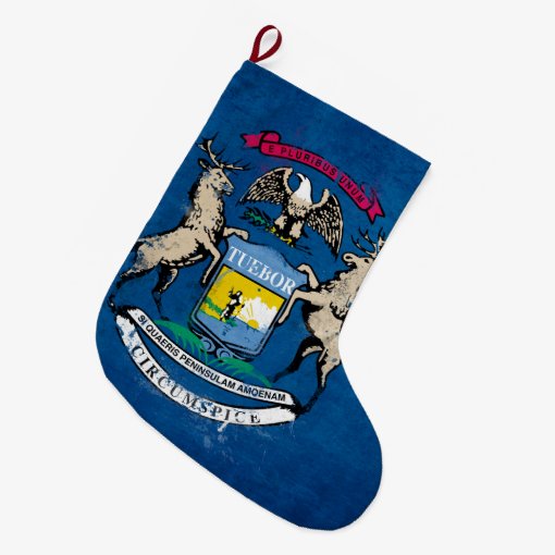 Distressed Michigan Flag Large Christmas Stocking | Zazzle