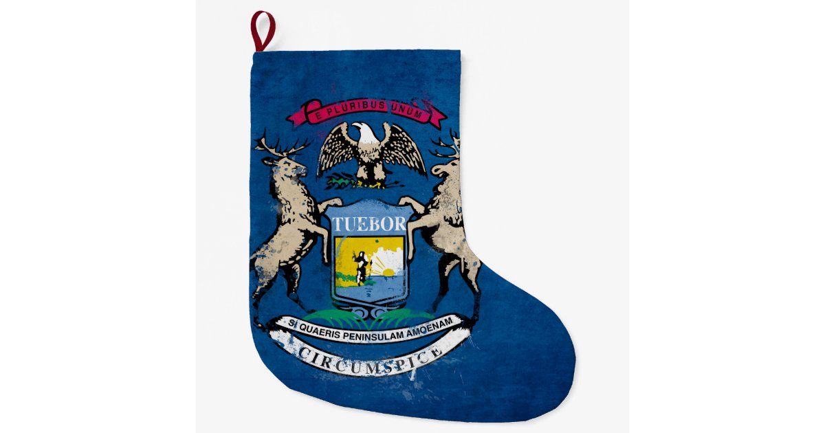 Distressed Michigan Flag Large Christmas Stocking | Zazzle