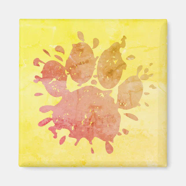 Distressed Paint Splatter Dog Paw Print Magnet | Zazzle