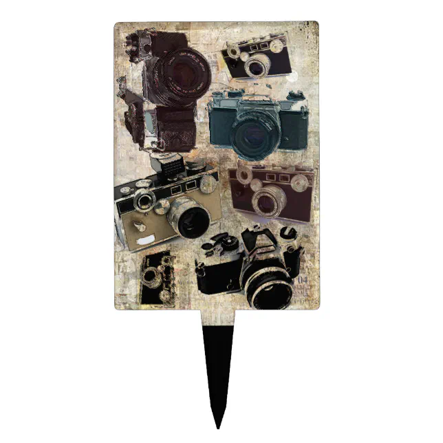distressed photographer photography retro Camera Cake Topper | Zazzle