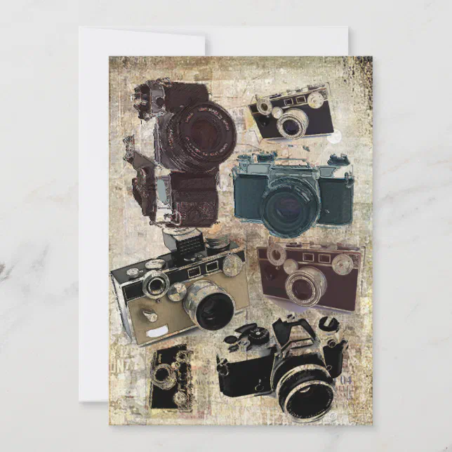 distressed photographer photography retro Camera Invitation | Zazzle