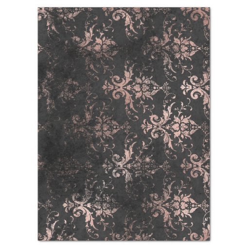 Distressed Pink Scroll Work on Black Decoupage Tissue Paper | Zazzle