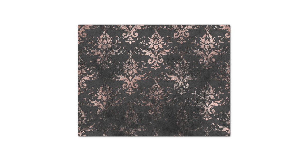 Distressed Pink Scroll Work on Black Decoupage Tissue Paper | Zazzle