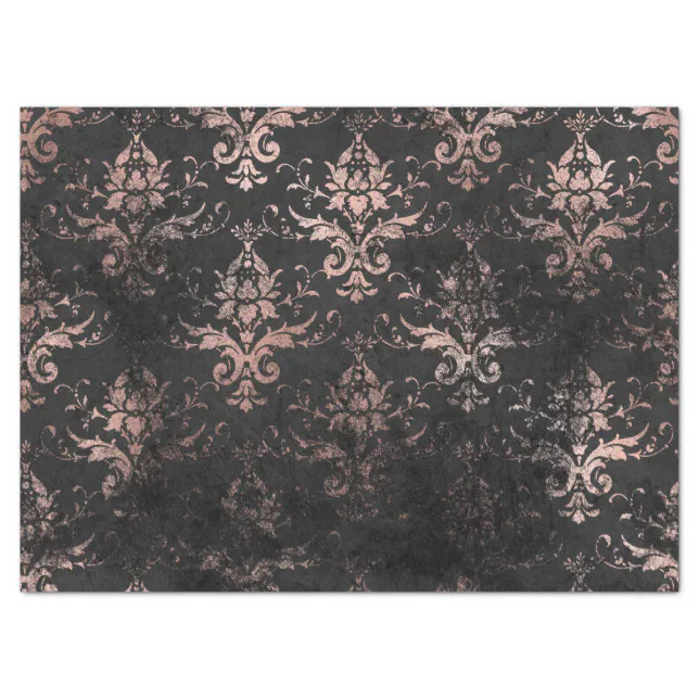 Distressed Pink Scroll Work on Black Decoupage Tissue Paper | Zazzle