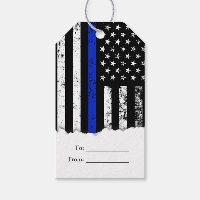Distressed Police Flag Gift Tags | Zazzle