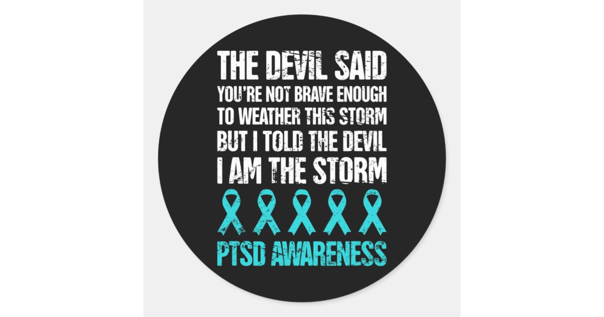 Distressed Post Traumatic Stress Ptsd Awareness Classic Round Sticker ...