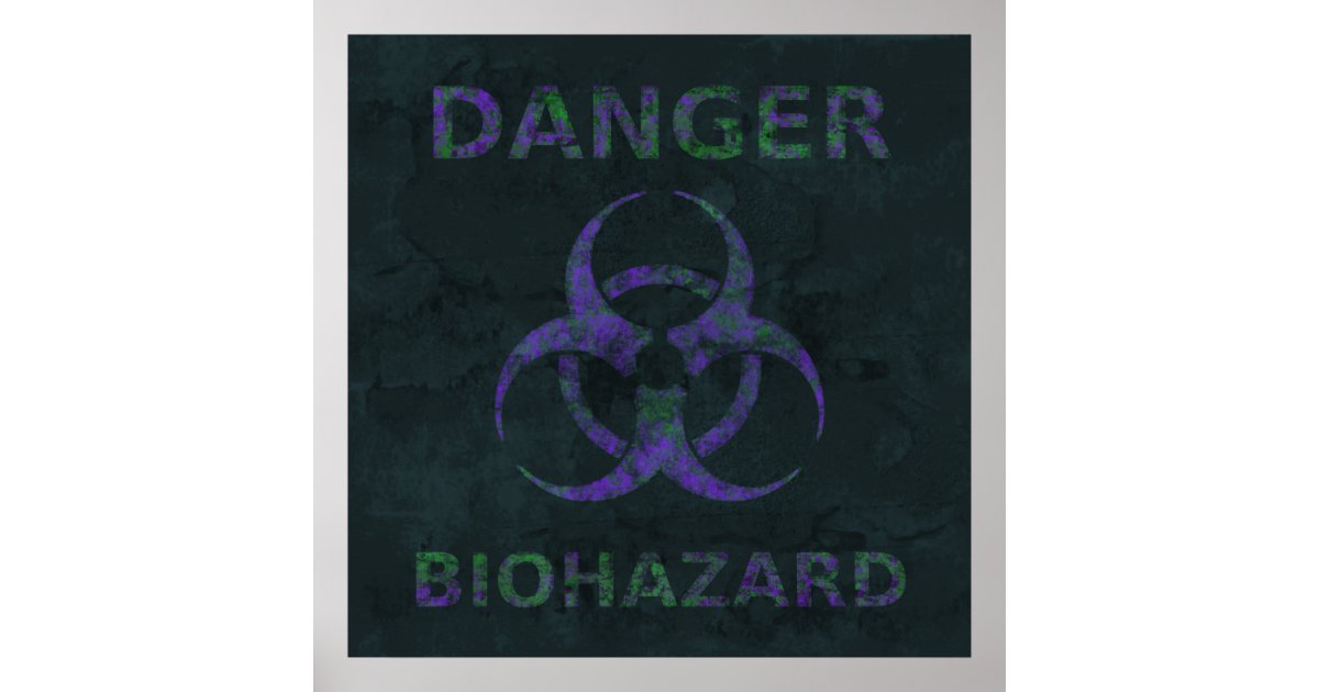 Distressed Purple Biohazard Symbol Poster | Zazzle