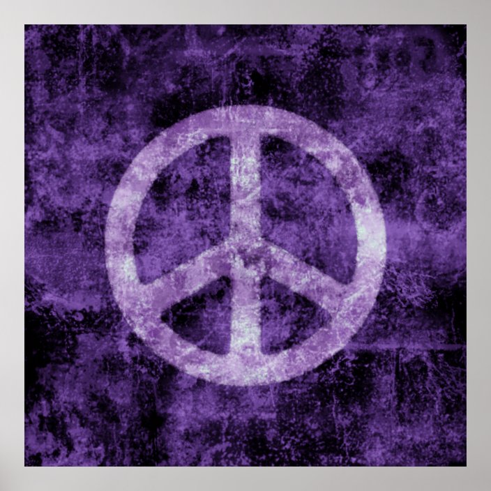 Distressed Purple Peace Sign Poster | Zazzle.com