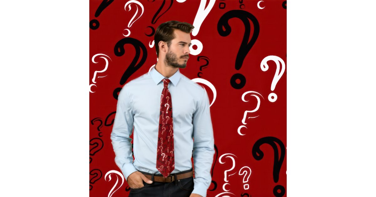 Distressed Question Marks Tie- White, Black, Maroo Tie | Zazzle