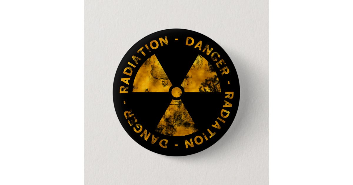 Distressed Radiation Symbol Button | Zazzle