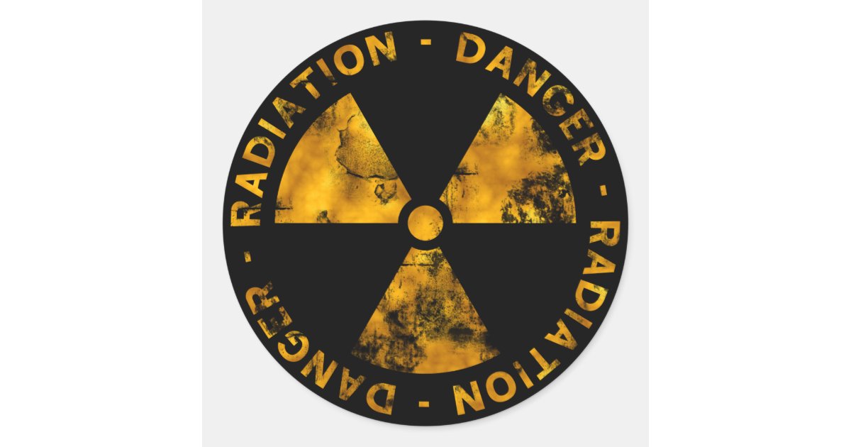 Distressed Radiation Symbol Sticker | Zazzle