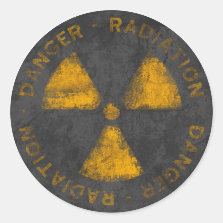 Distressed Radiation Symbol Sticker | Zazzle