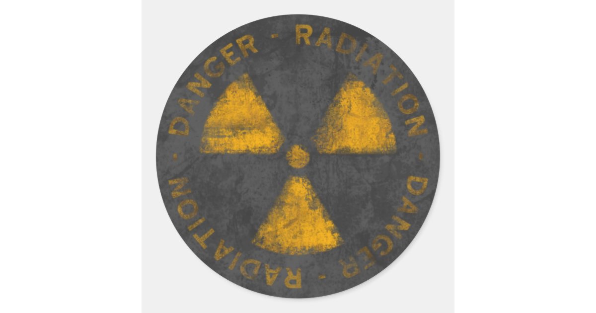 Distressed Radiation Symbol Sticker | Zazzle