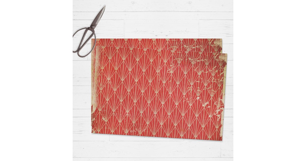 Distressed Red Art Deco Tissue Paper | Zazzle