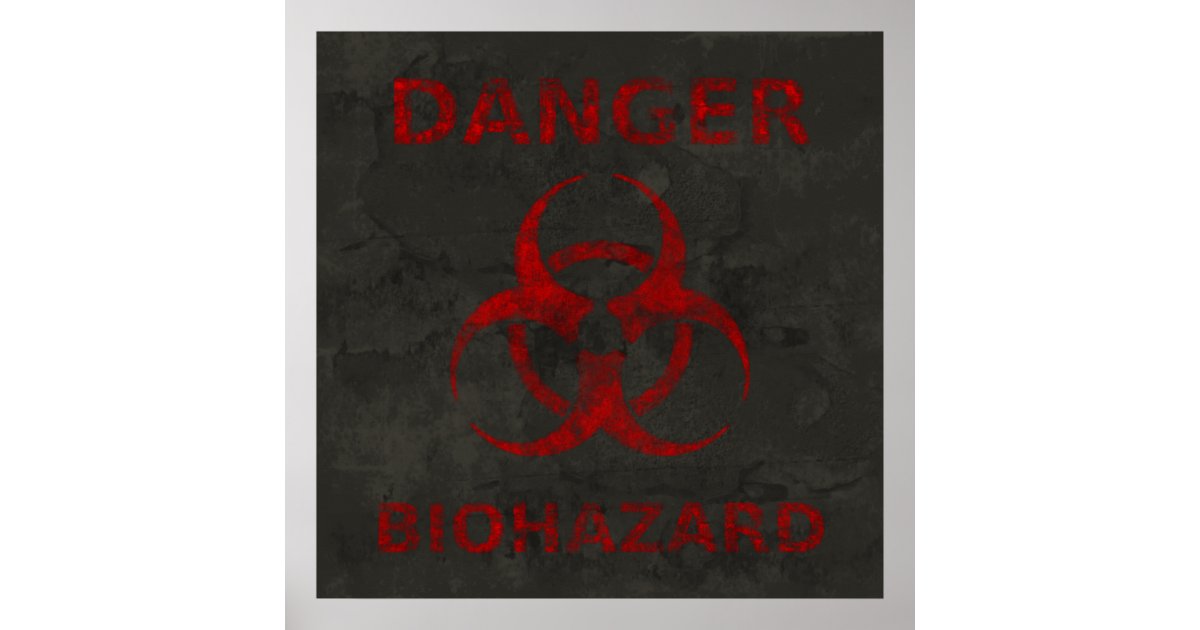 Distressed Red Biohazard Symbol Poster | Zazzle