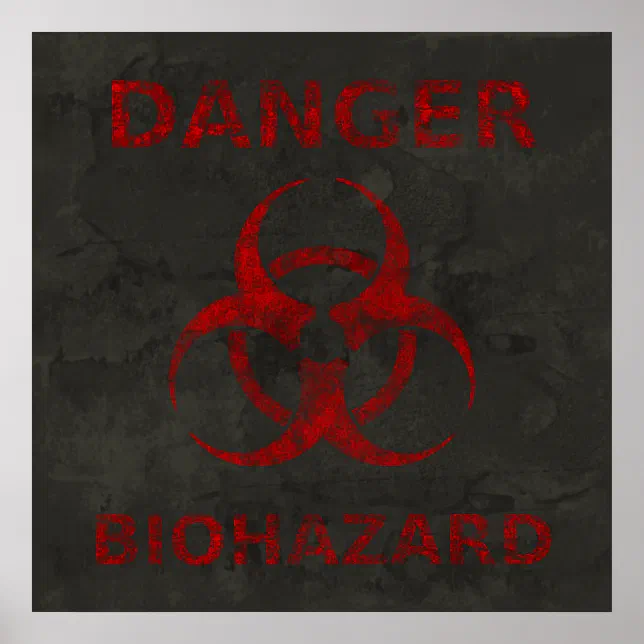 Distressed Red Biohazard Symbol Poster | Zazzle