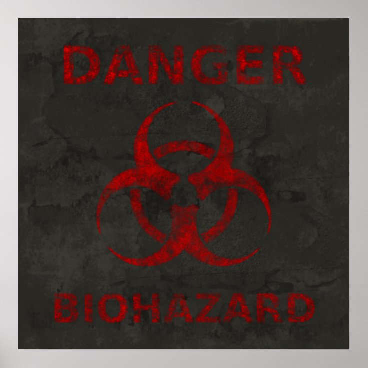Distressed Red Biohazard Symbol Poster | Zazzle