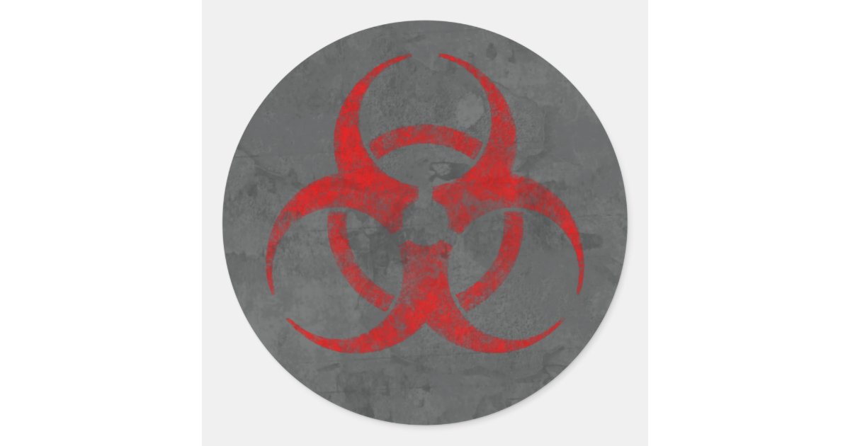 Distressed Red Biohazard Symbol Sticker | Zazzle