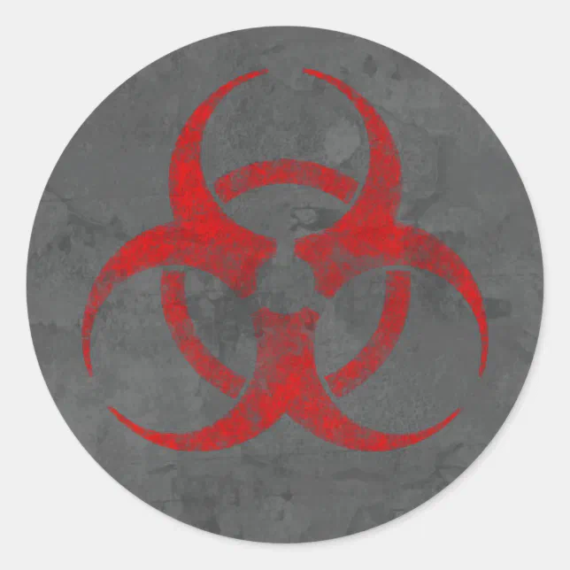 Distressed Red Biohazard Symbol Sticker | Zazzle