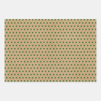 Distressed Red Green White Dots Faux Brown Kraft Wrapping Paper Sheets ...