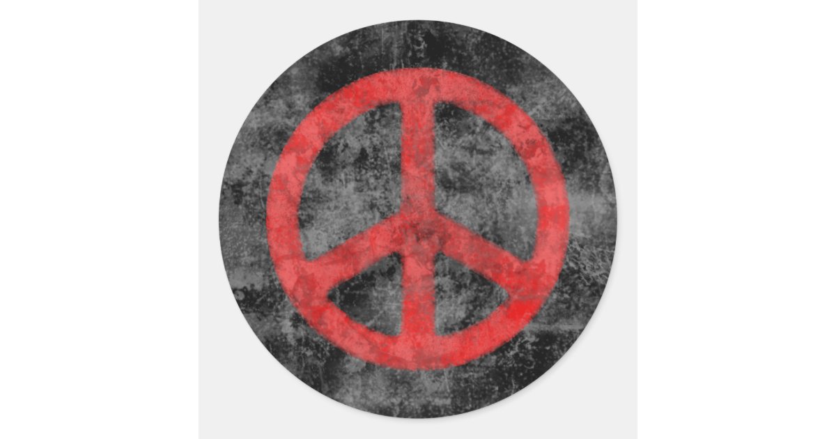 Distressed Red Peace Sign Sticker | Zazzle