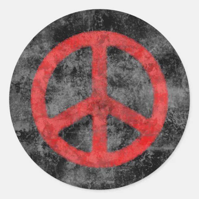 Distressed Red Peace Sign Sticker | Zazzle