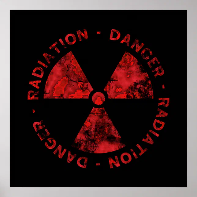 Distressed Red Radiation Symbol Poster | Zazzle