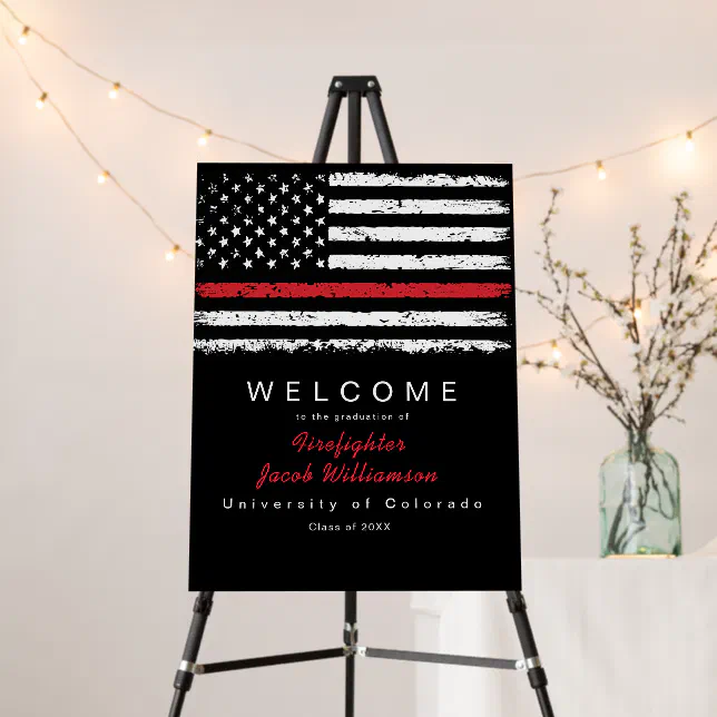 Distressed Red Thin Line American Flag Graduation Foam Board | Zazzle