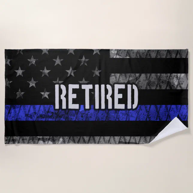 Distressed Retired Police Flag Beach Towel | Zazzle