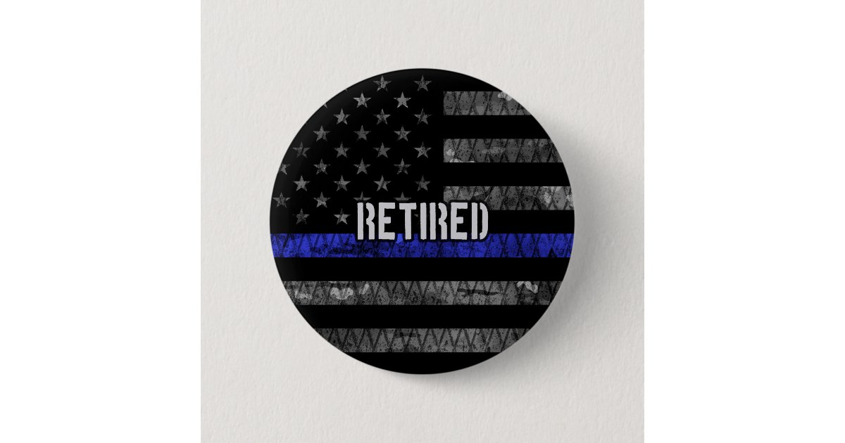Distressed Retired Police Flag Button | Zazzle