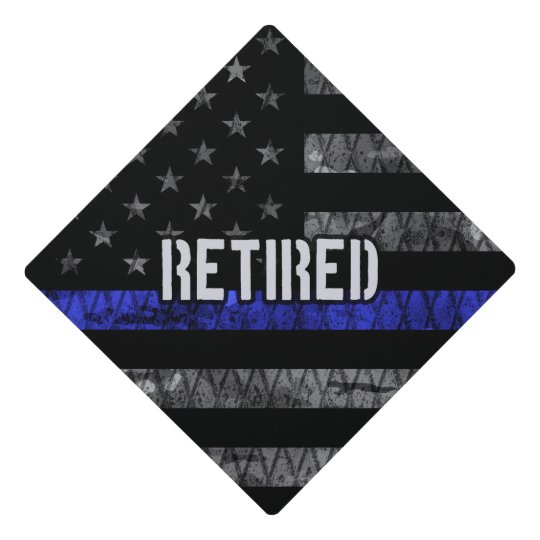 Distressed Retired Police Flag Graduation Cap Topper | Zazzle