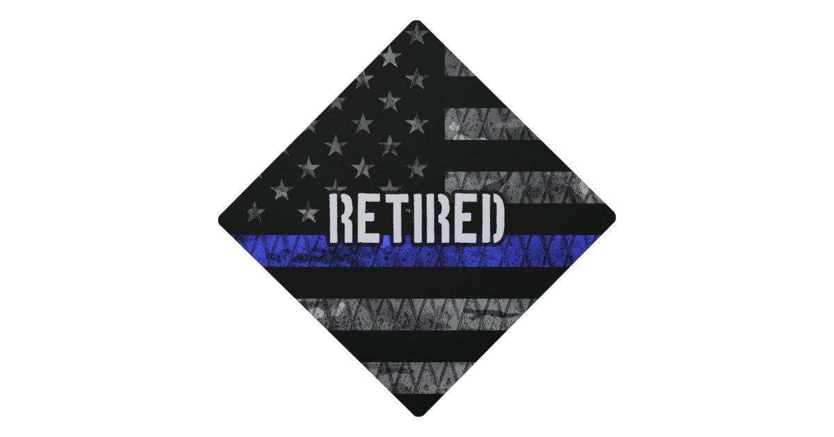 Distressed Retired Police Flag Graduation Cap Topper | Zazzle