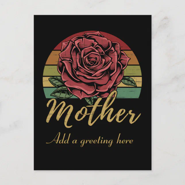 Distressed Retro Sunset Red Rose Mother Postcard | Zazzle