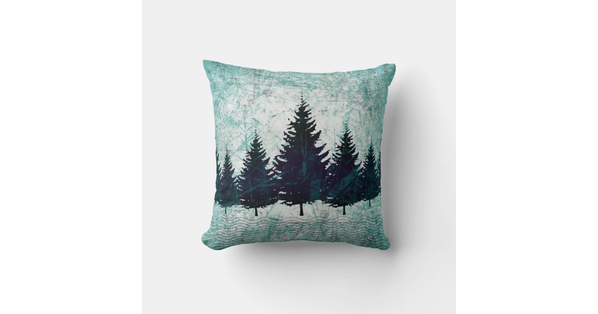 Distressed Rustic Evergreen Pine Trees Forest Throw Pillow | Zazzle