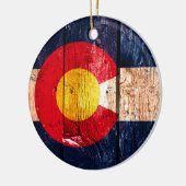 Distressed rustic wooden Colorado flag ornament | Zazzle