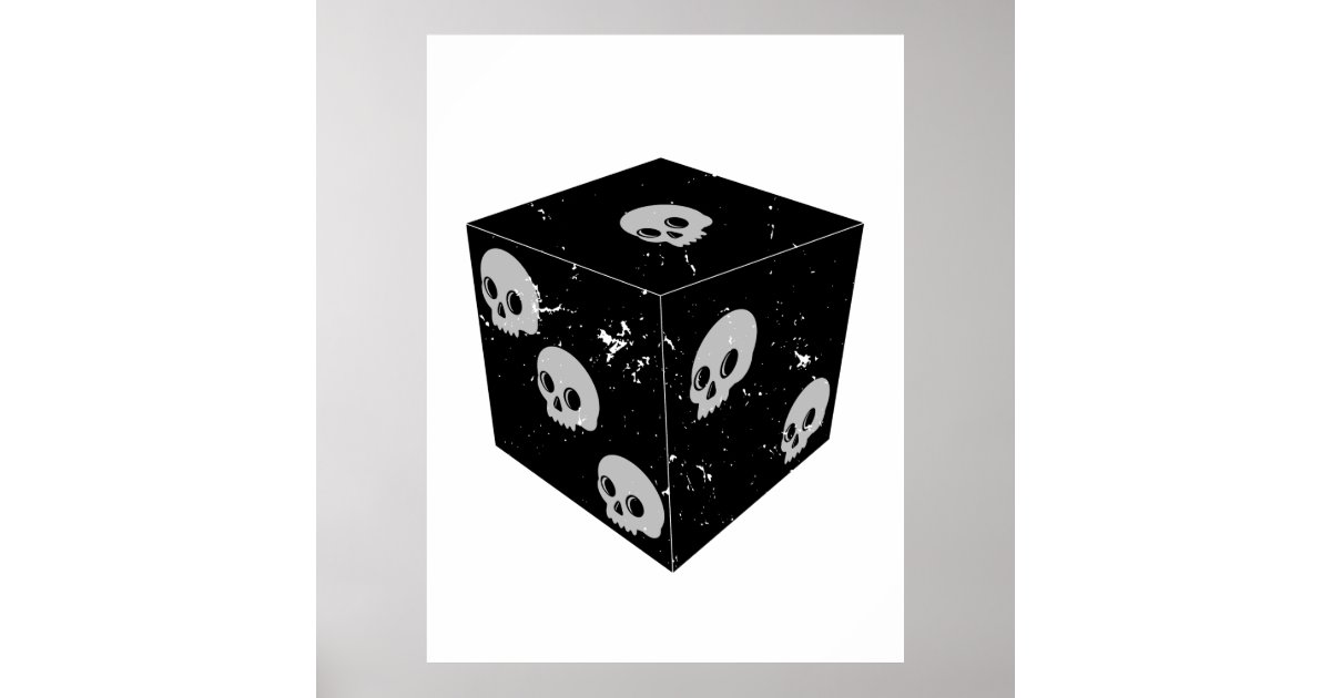 Distressed Skull Drawings Dice Poster | Zazzle