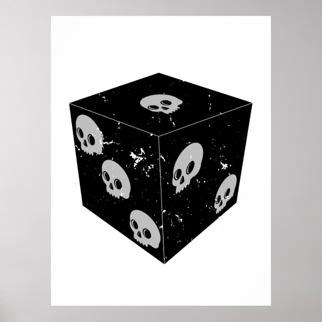 Distressed Skull Drawings Dice Poster | Zazzle