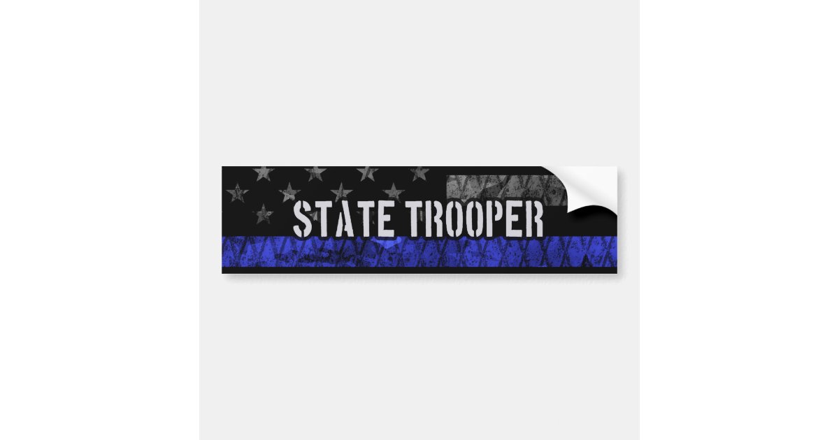 Distressed State Trooper Police Flag Bumper Sticker | Zazzle