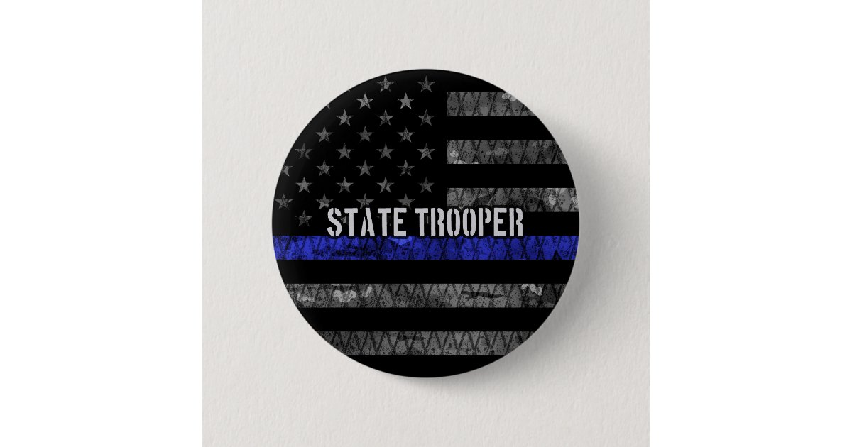 Distressed State Trooper Police Flag Button | Zazzle