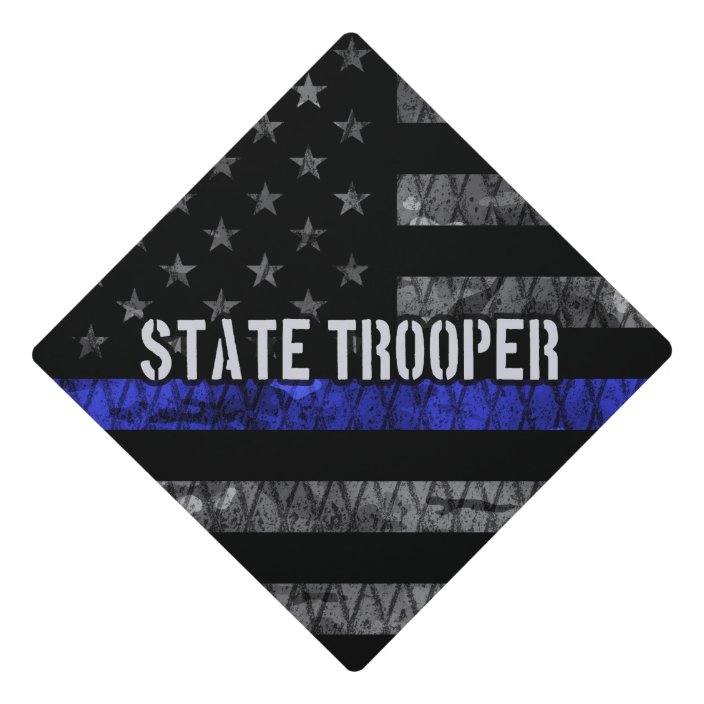 Distressed State Trooper Police Flag Graduation Cap Topper | Zazzle.com