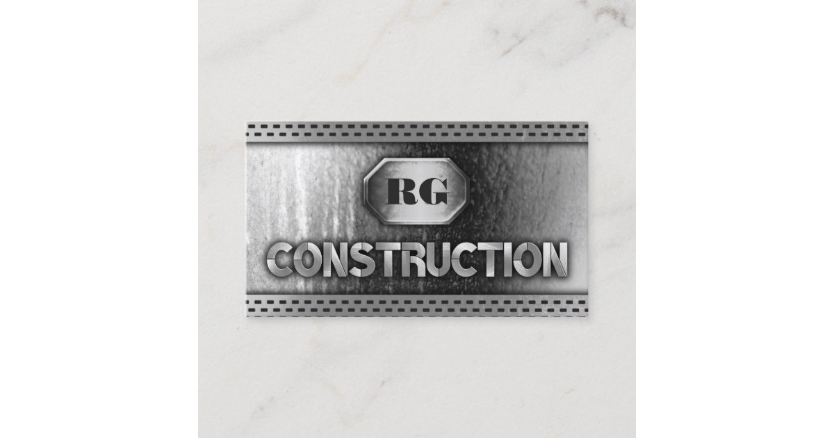 Distressed Steel Metal and Grill Mesh Construction Business Card | Zazzle